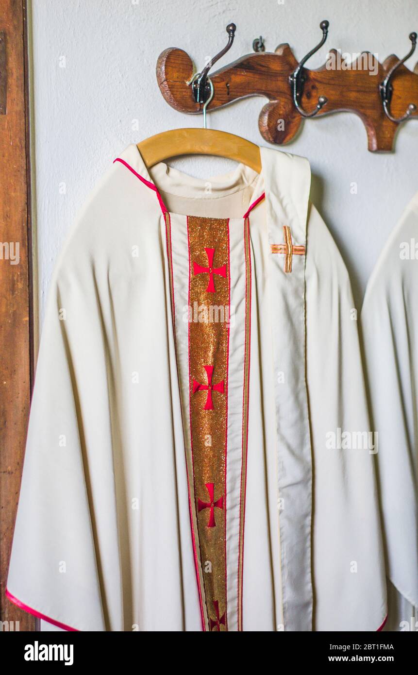 clothing and vestments of the priest for the mass in the old sacristy ...