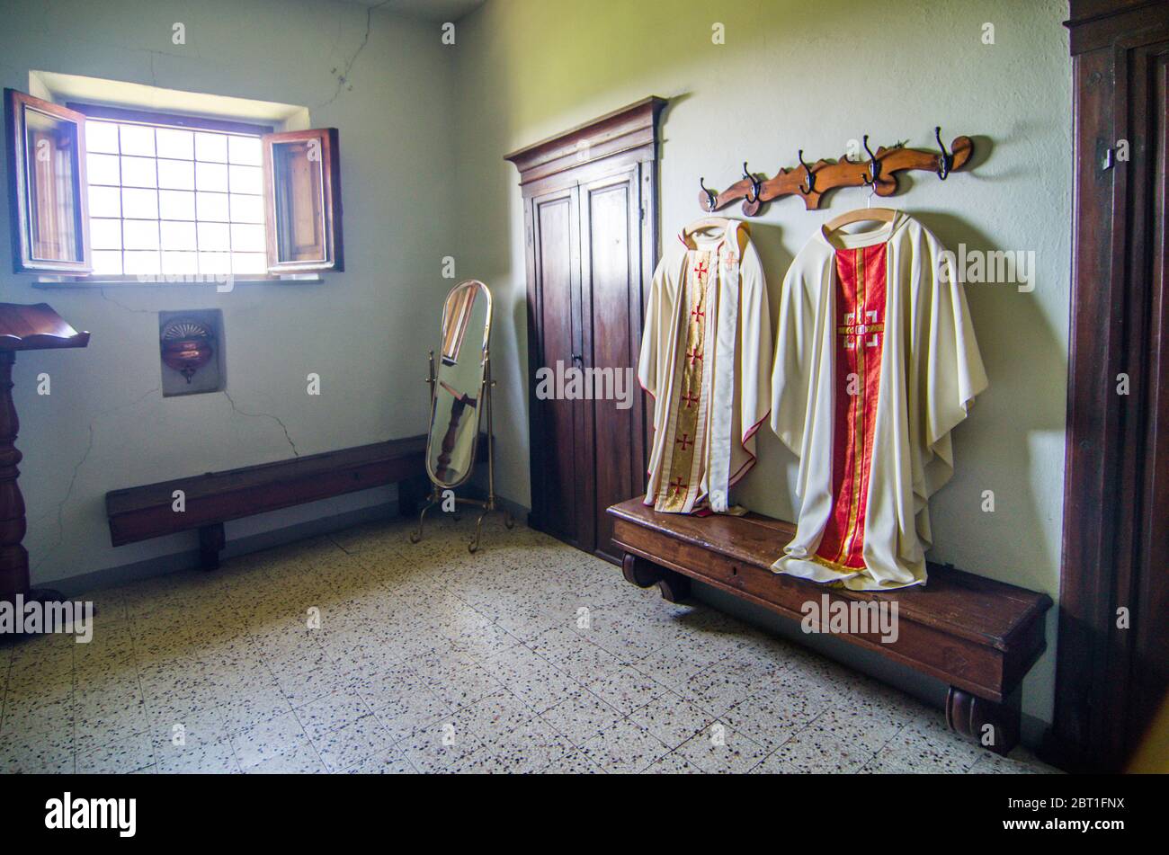 clothing and vestments of the priest for the mass in the old sacristy ...