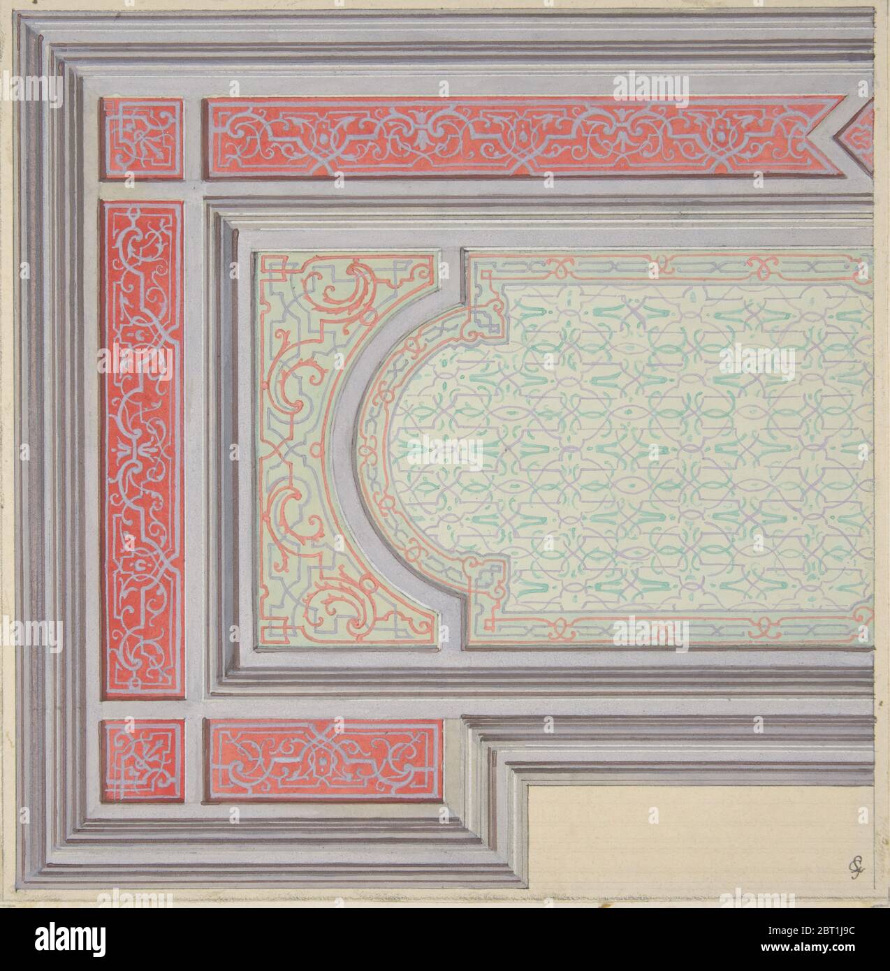 Design for the decoration of a ceiling in strapwork and rinceaux, 1830 ...