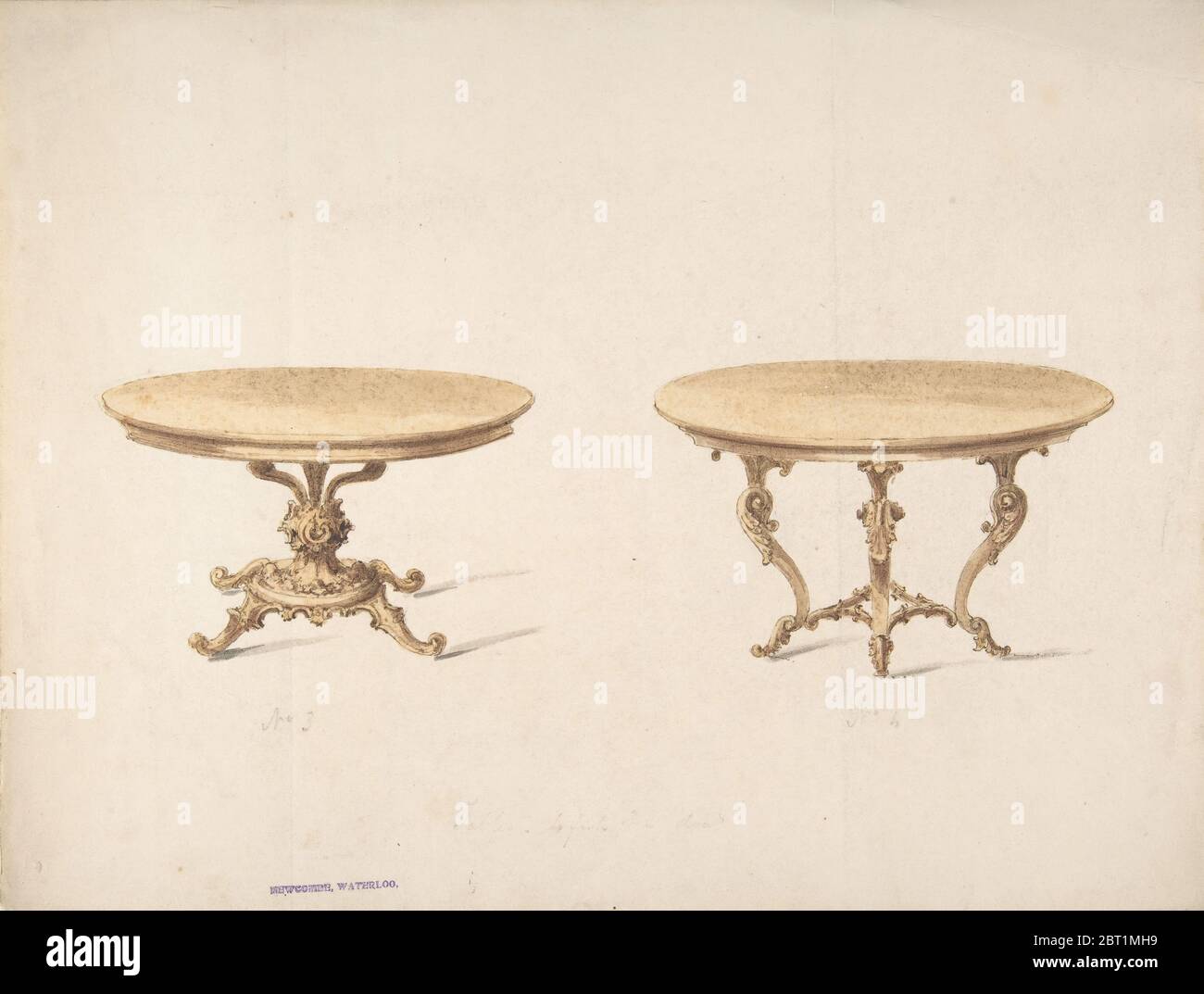 Designs for Two Round Tables, early 19th century Stock Photo - Alamy