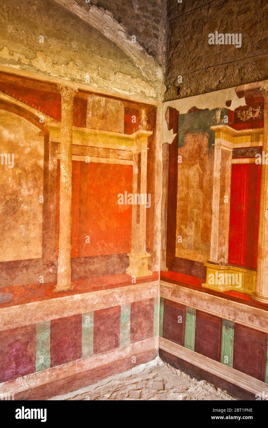 Original plastered and painted walls in a chamber at the Roman Forum in ...