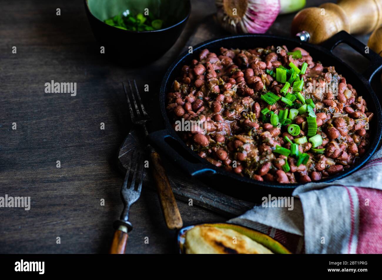 Traditional georgian bean dish red beans stew on wooden table Stock ...