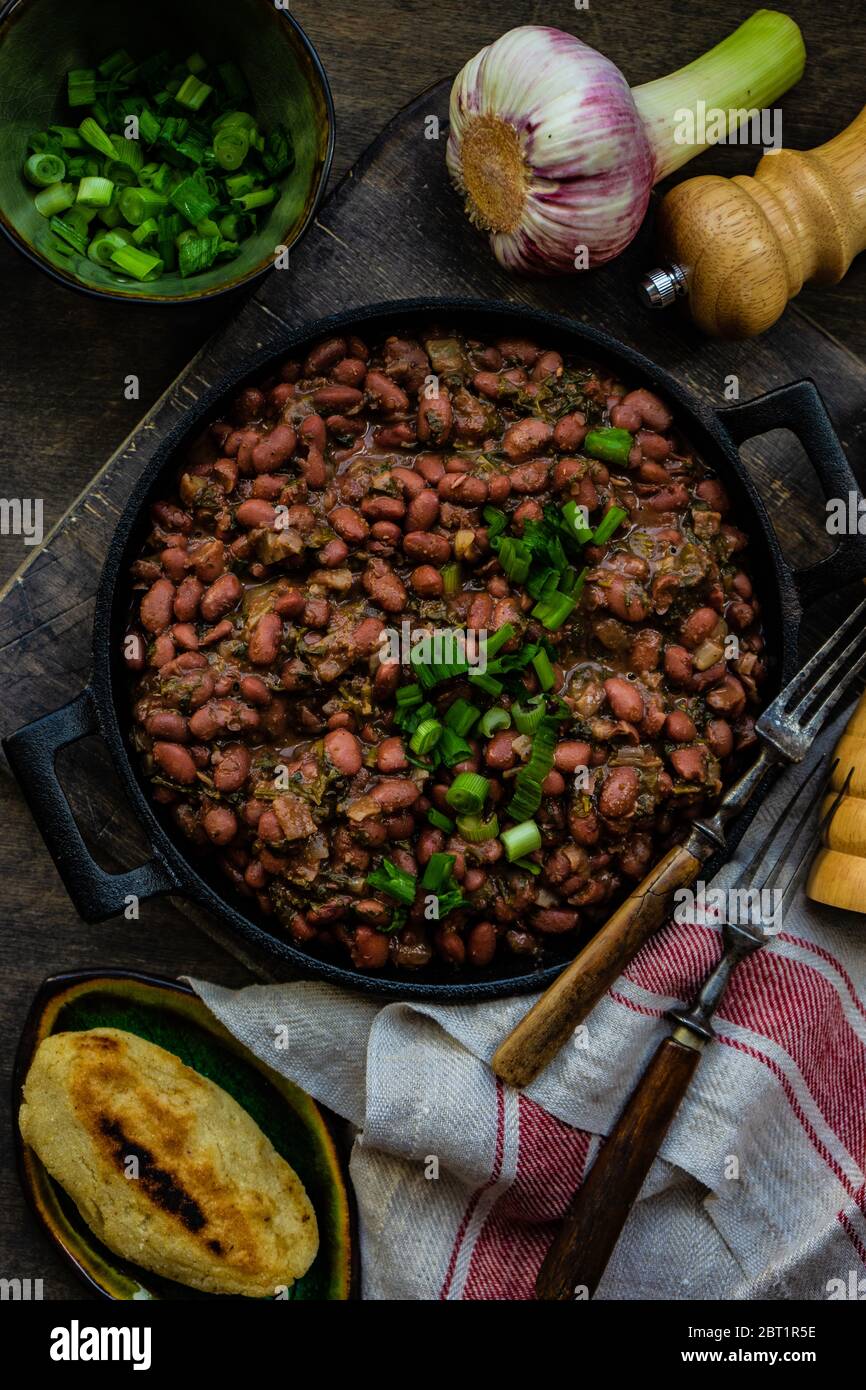 Traditional georgian bean dish red beans stew on wooden table Stock ...