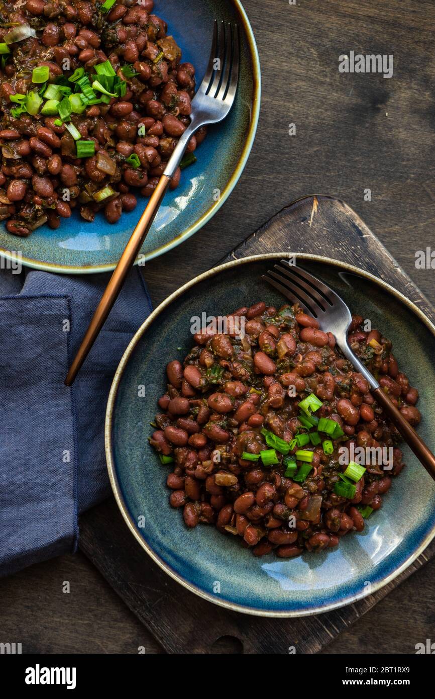 Traditional georgian bean dish red beans stew on wooden table Stock ...