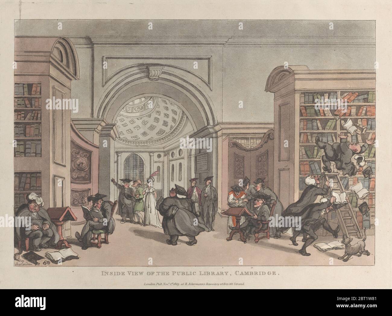 Inside View of the Public Library, Cambridge, November 9, 1809 Stock ...