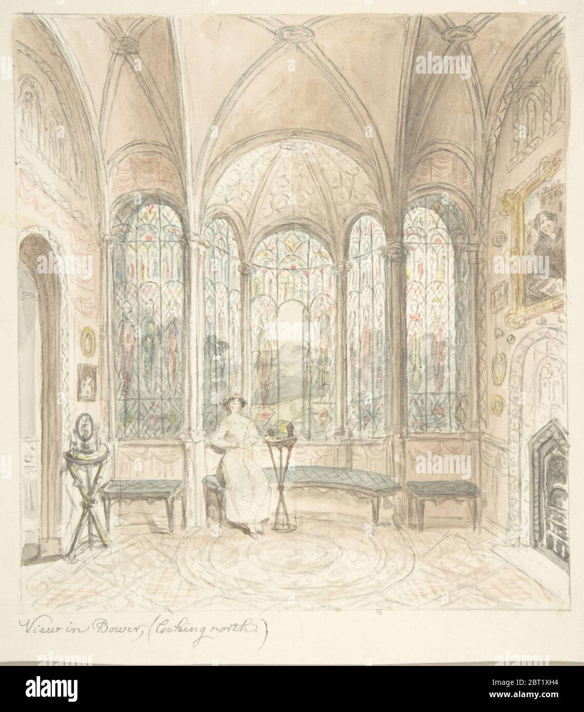 Lea Castle, Worcestershire, View in Bower, looking North, ca. 1816 ...