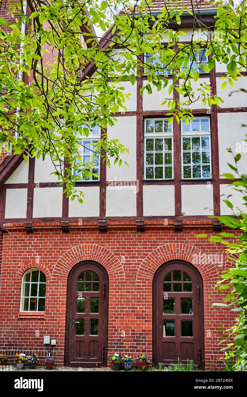 Former historic fire station with a brick facade and half-timbering in ...