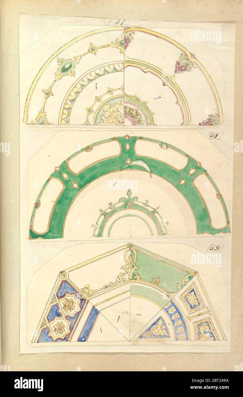 Seven Designs for Decorated Plates, 1845-55 Stock Photo - Alamy
