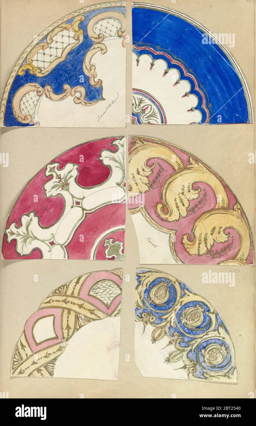 Six Designs for Decorated Plates, 1845-55 Stock Photo - Alamy