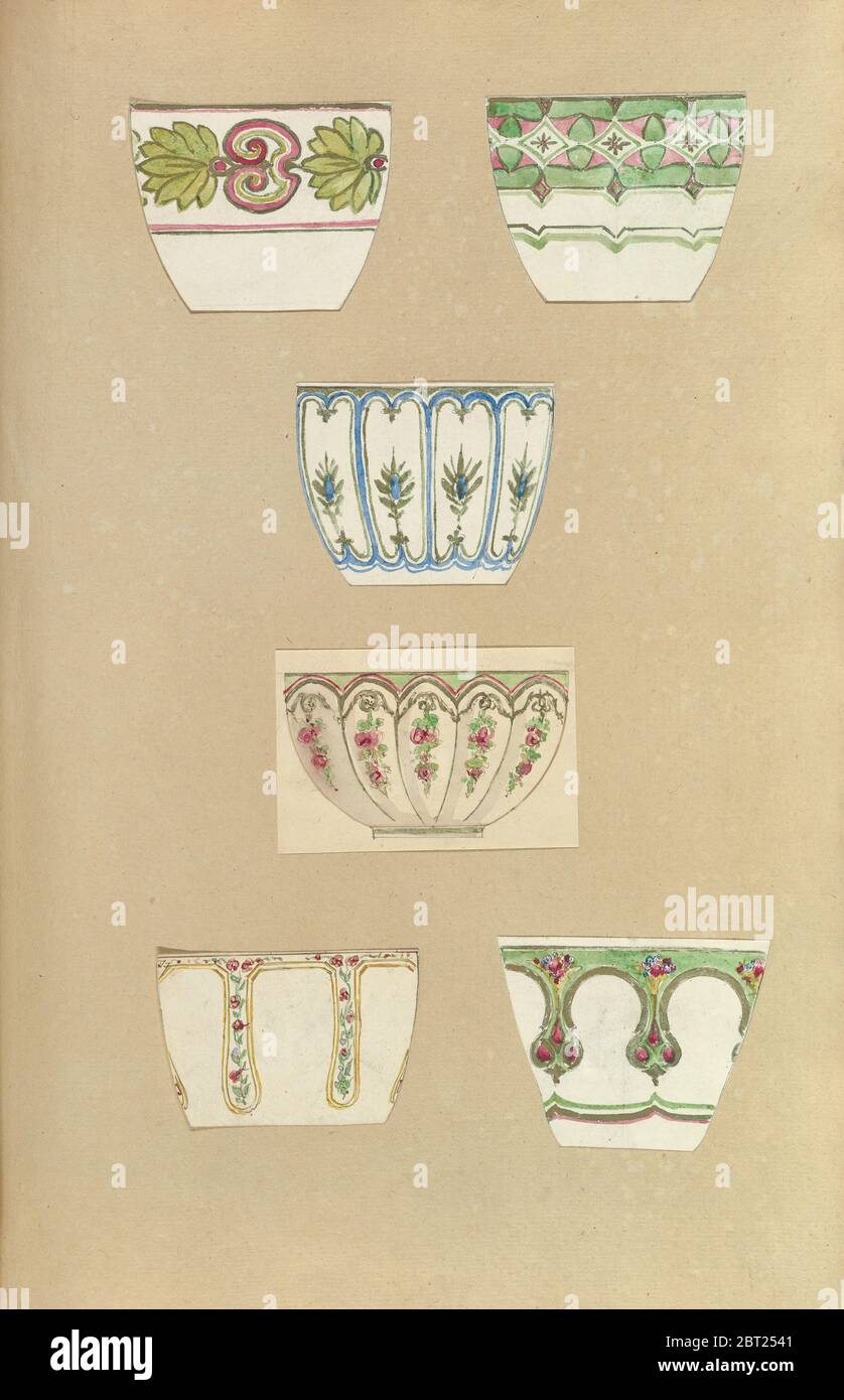 Six Designs for Decorated Cups, 1845-55 Stock Photo - Alamy