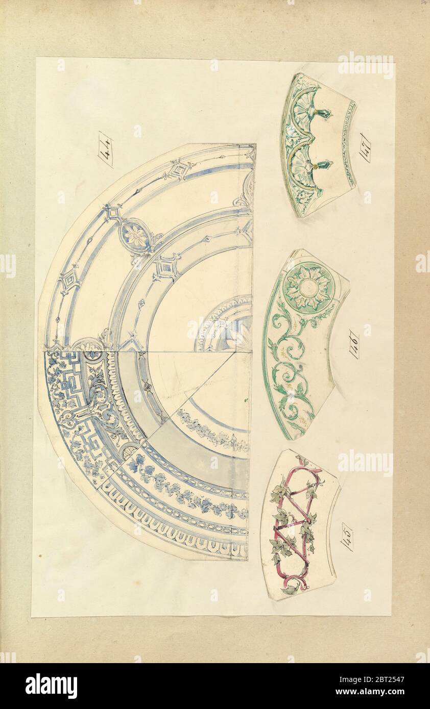 Six Designs for Decorated Plates, 1845-55 Stock Photo - Alamy