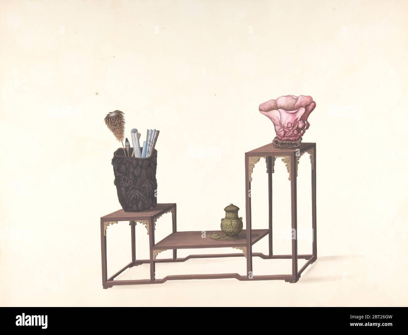 Table with Three Levels with Ornamental Objects, 19th century Stock ...