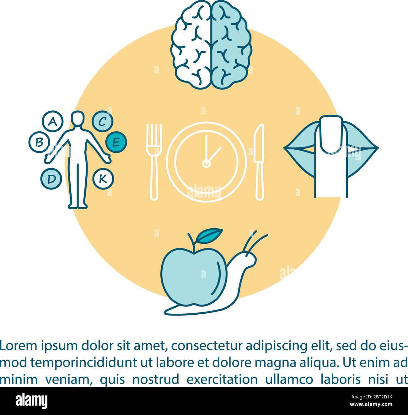 Eating schedule concept icon with text. Healthy nutrition, silent ...