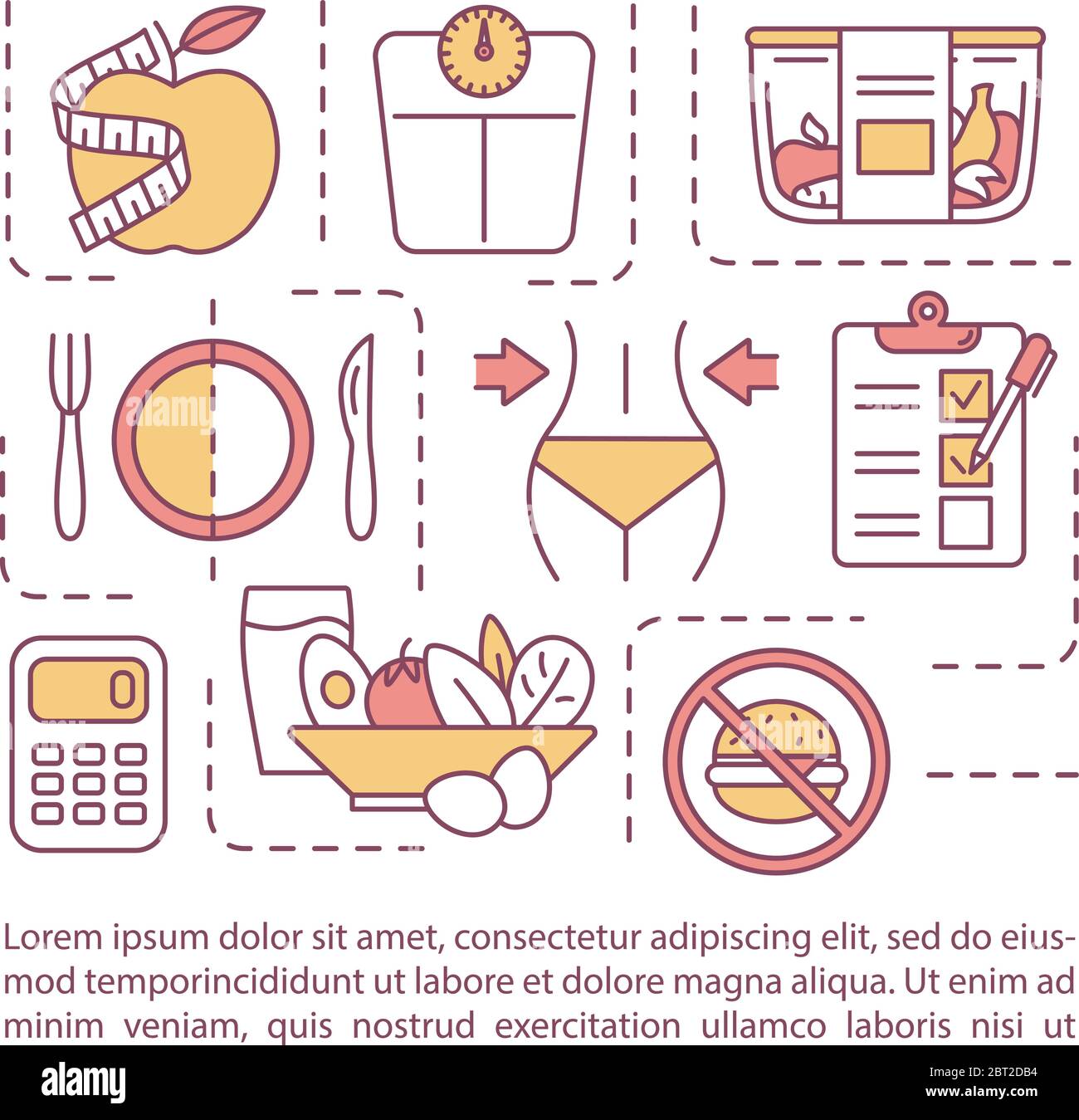 Diet planning concept icon with text. Healthy nutrition, eating ...