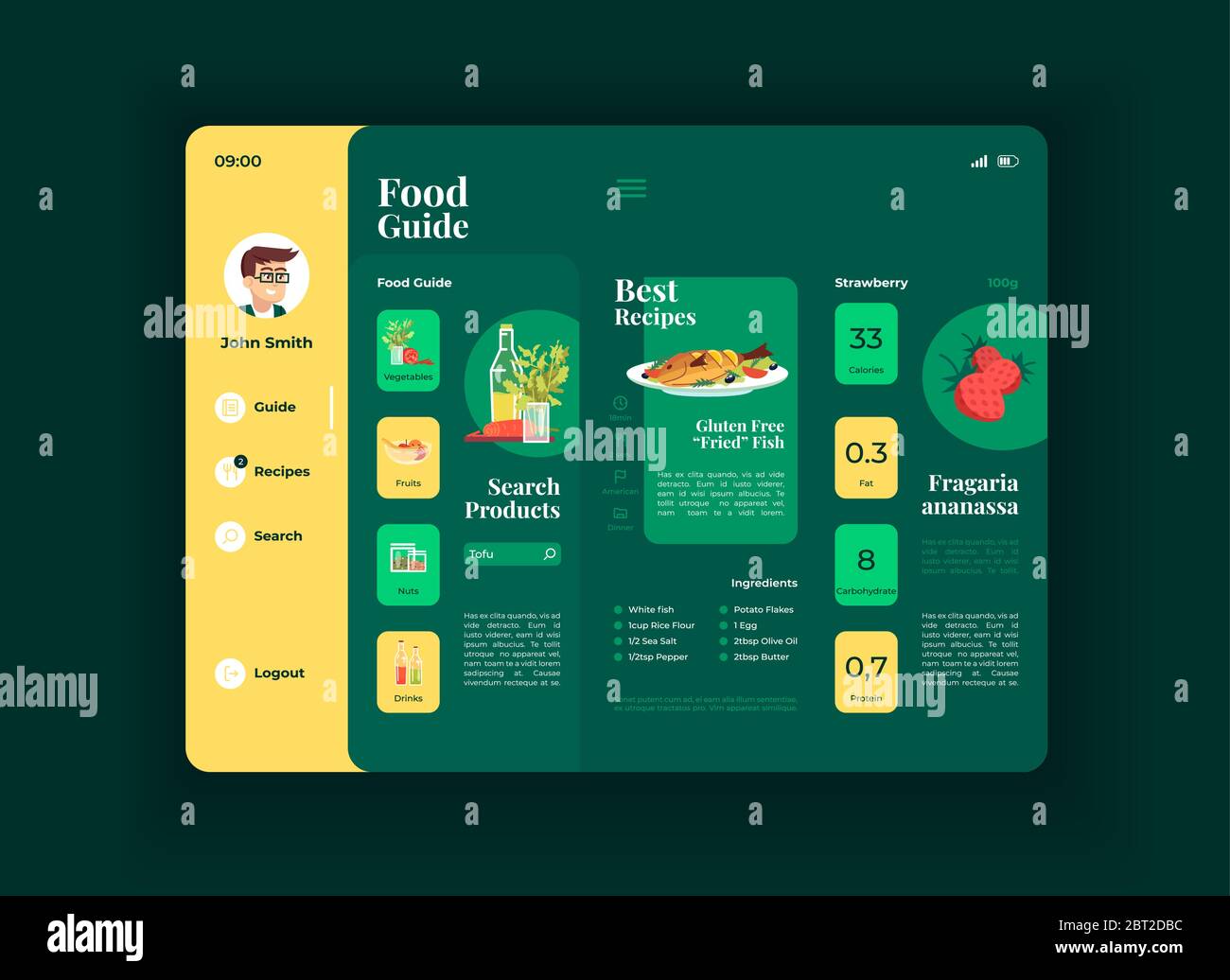 Healthy food tablet interface vector template Stock Vector Image & Art ...