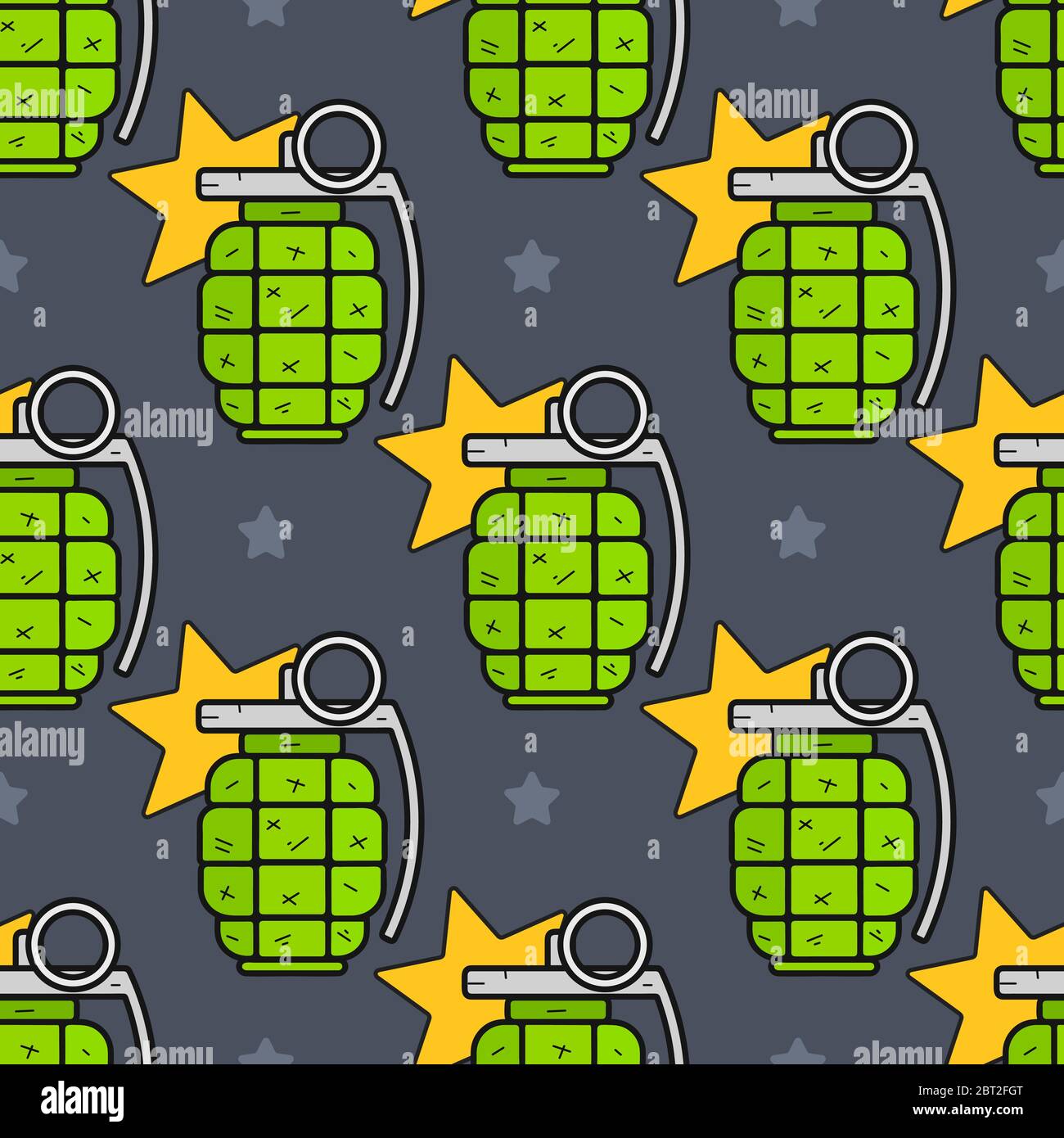 Seamless Green Hand Grenade Pattern On A Green Background. Vector Image ...