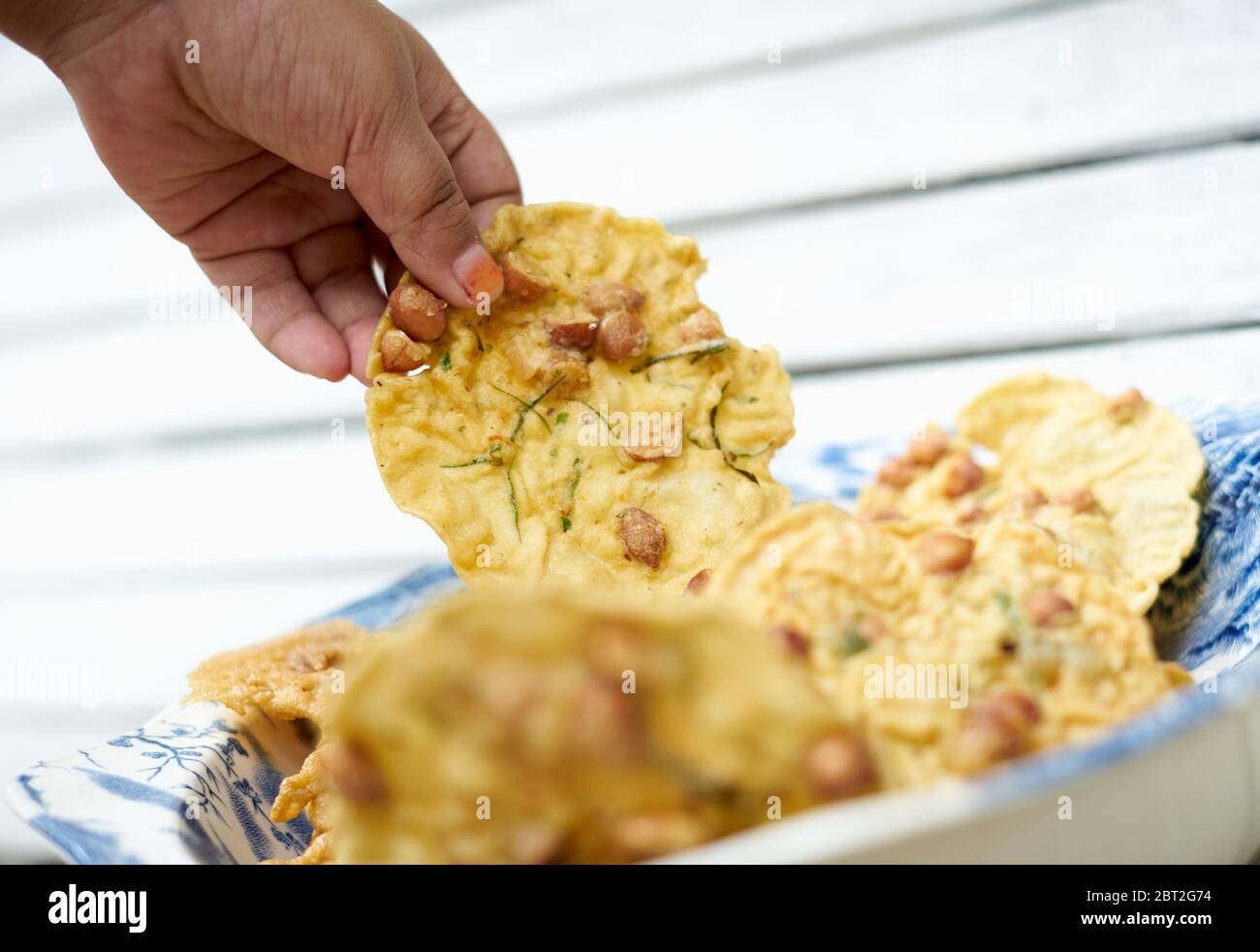 Deep fried Peanut crackers, Traditional peyek kacang from Indonesia ...