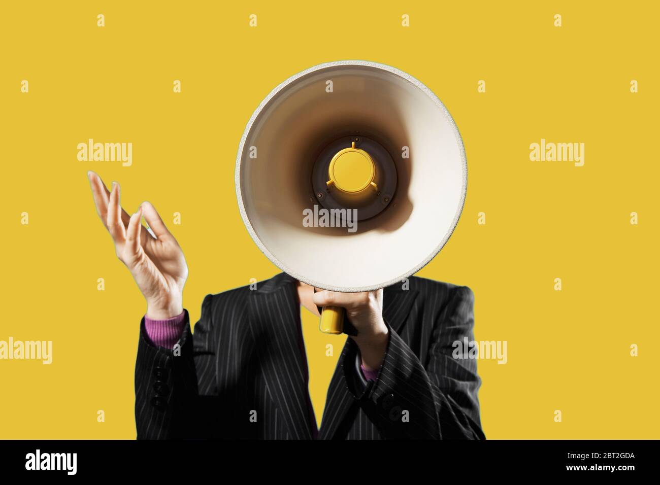 Speaking using megaphone hi-res stock photography and images - Alamy