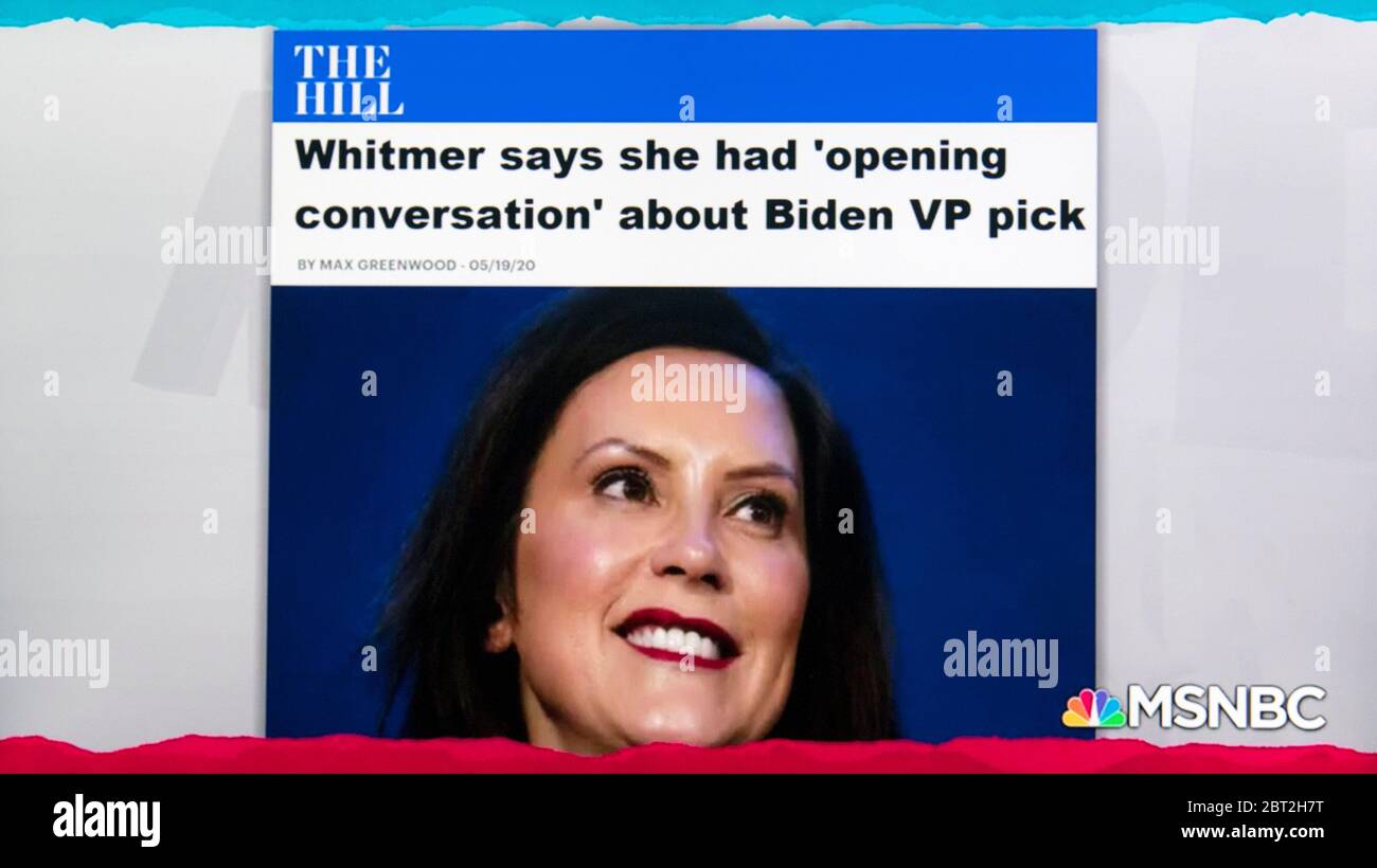 Lansing, Michigan, USA. 21st May, 2020. A screen grab of Michigan ...