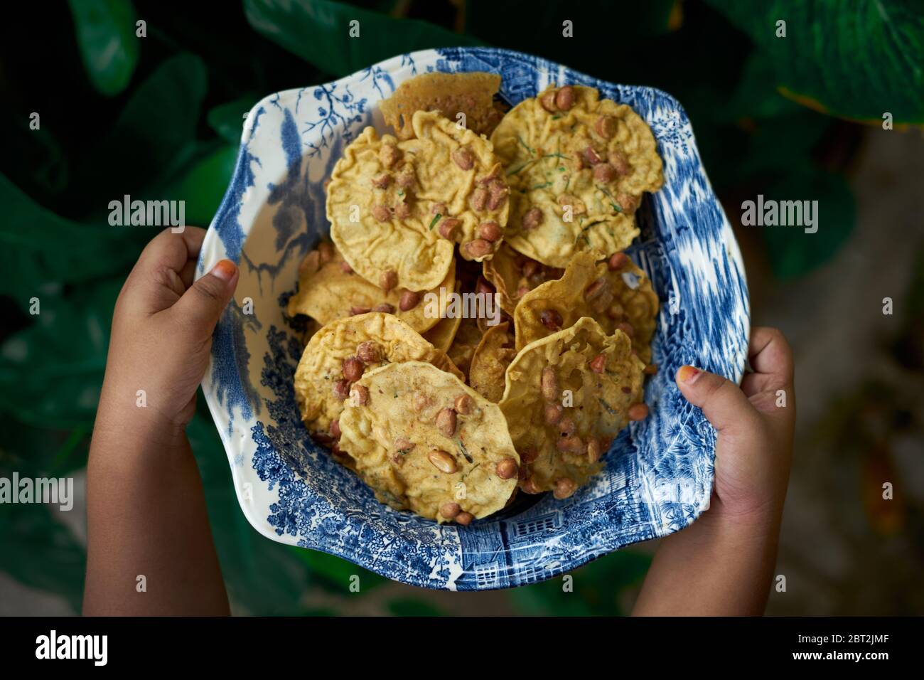 Deep fried Peanut crackers, Traditional peyek kacang from Indonesia ...