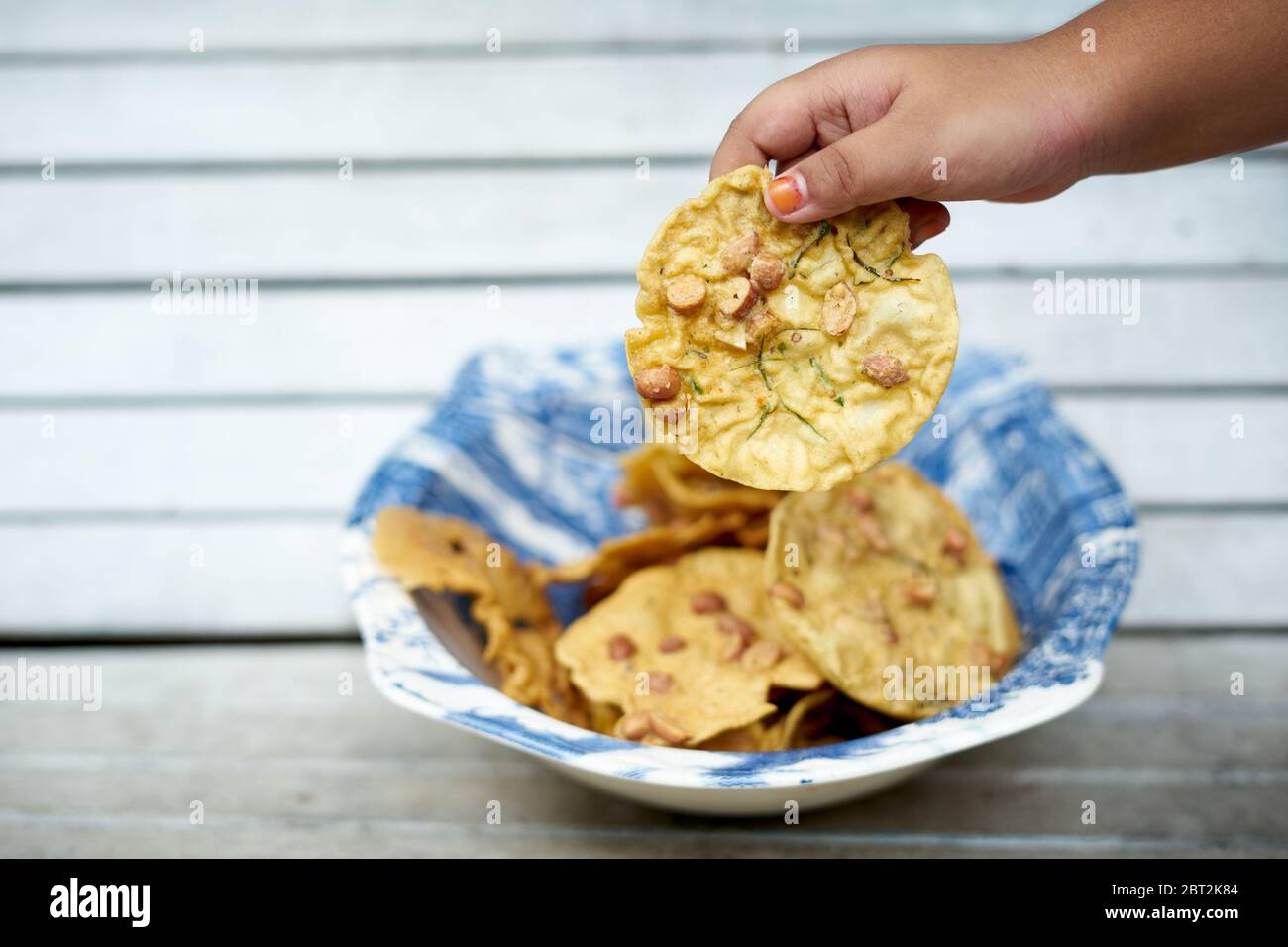 Deep fried Peanut crackers, Traditional peyek kacang from Indonesia ...