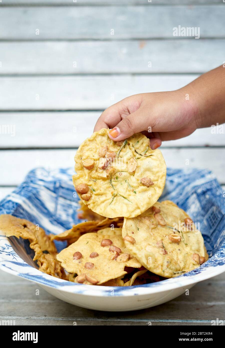 Deep fried Peanut crackers, Traditional peyek kacang from Indonesia ...