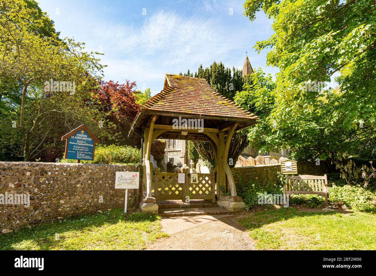 The Lych Gate of St John the Baptist Church, Findon, in the South Downs ...