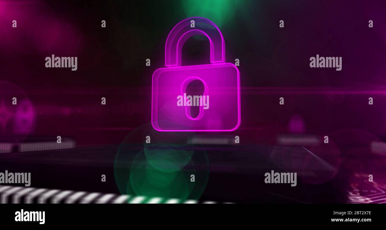 Cyber security abstract concept with padlock symbol. Digital safety ...