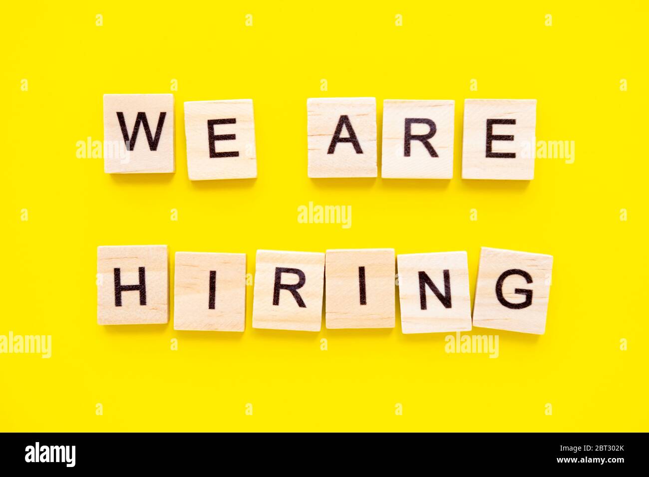 words We are hiring on yellow background. Job board. Human Resource ...