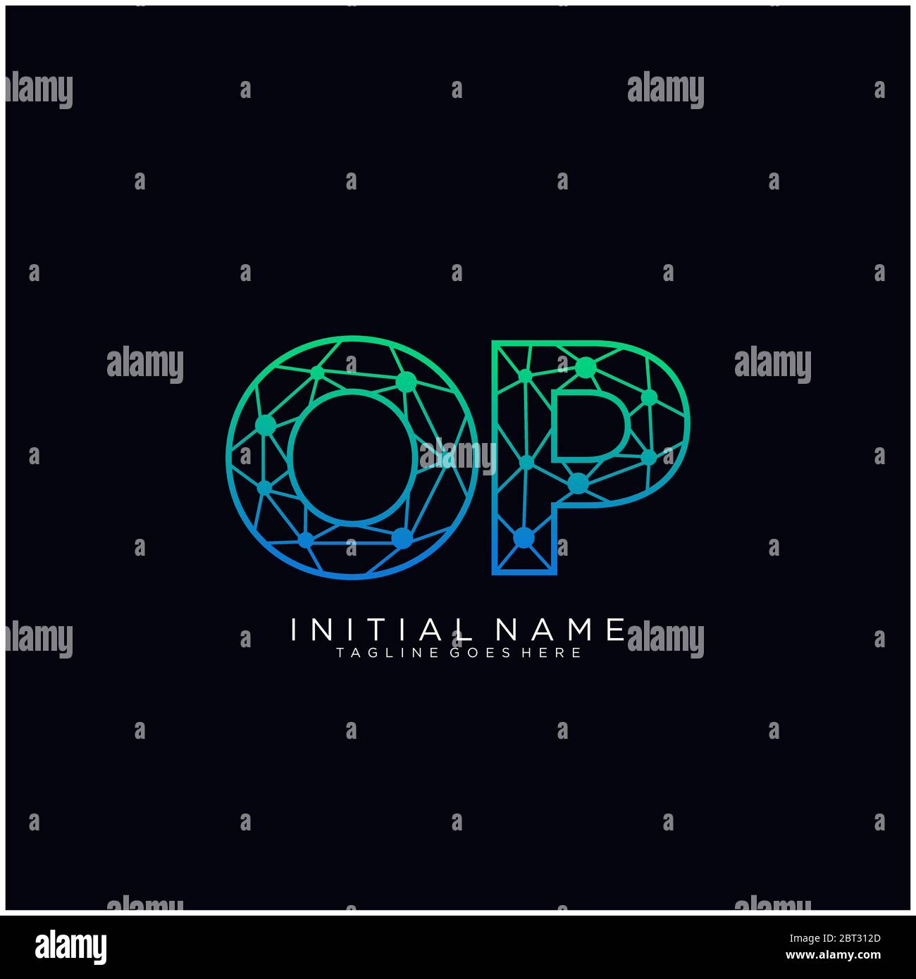 Initial Letter OP abstract line art logo template Stock Vector Image ...