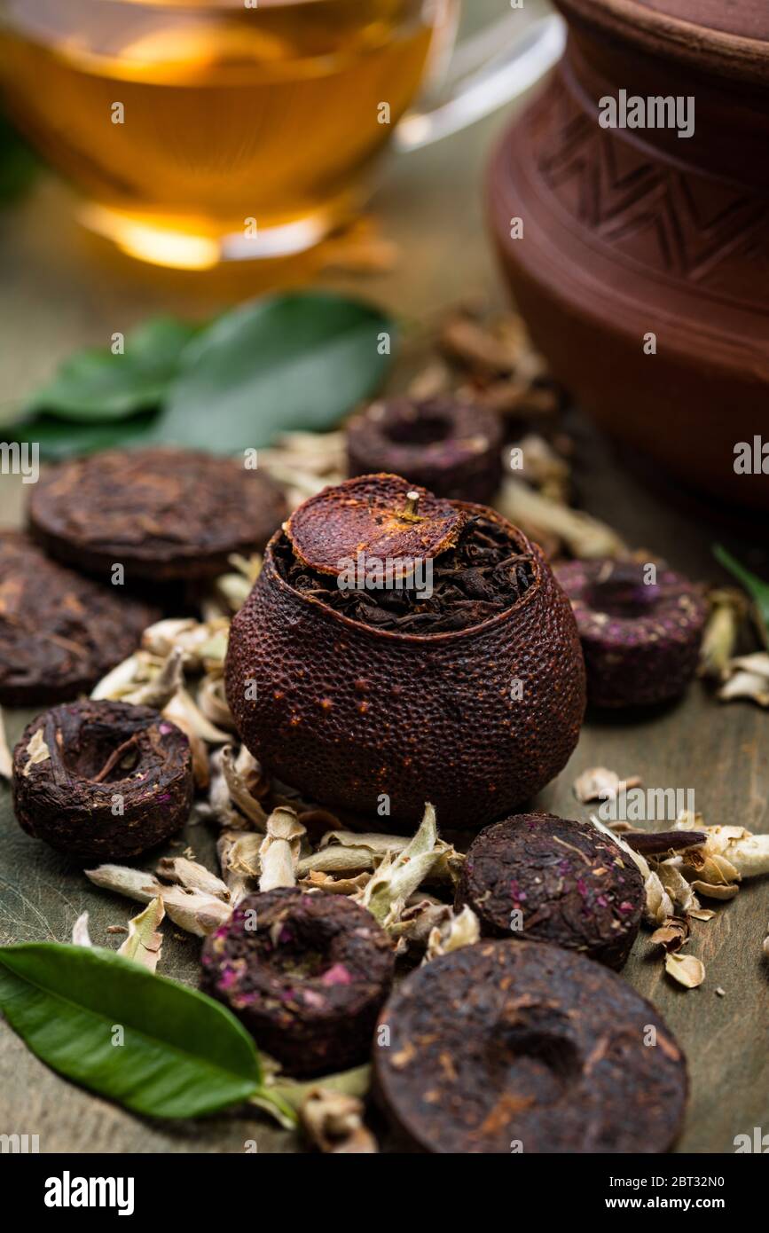 Tangerine puer tea hi-res stock photography and images - Alamy