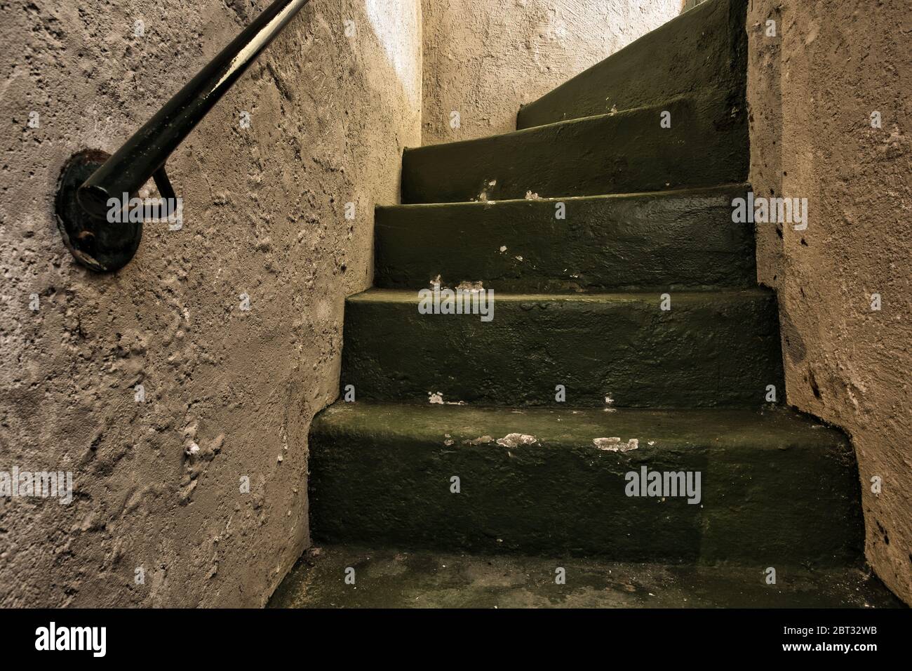 Old historic dungeon or basement stairs, abandoned stairs close-up ...