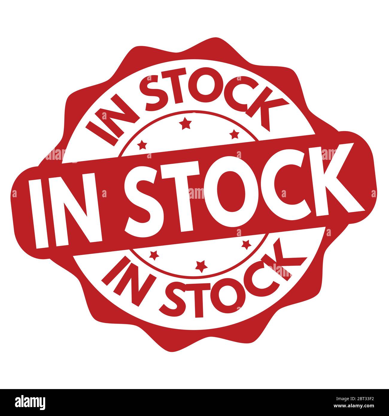 In stock label or sticker on white background, vector illustration ...