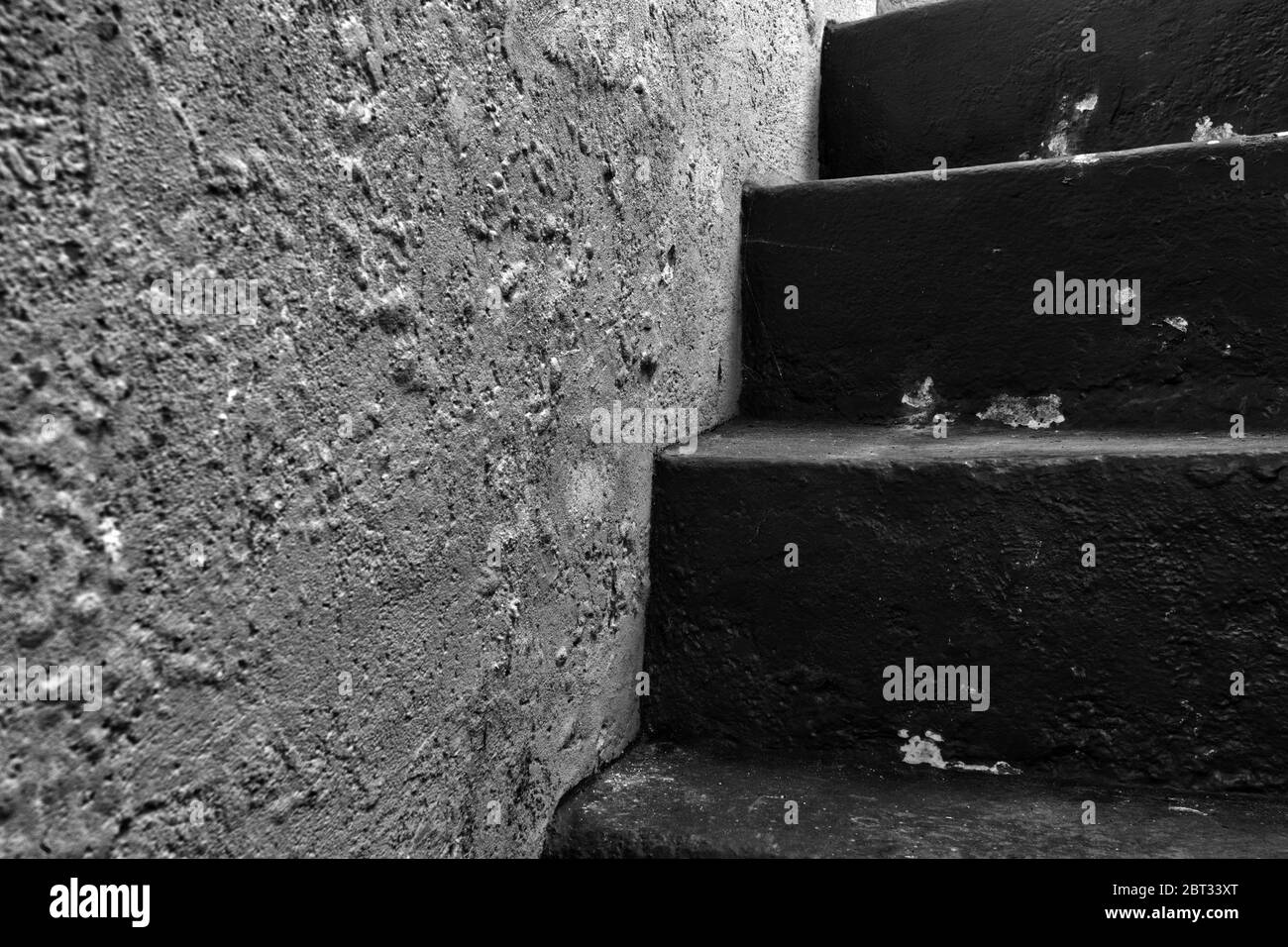 Old historic dungeon or basement stairs, abandoned stairs close-up ...