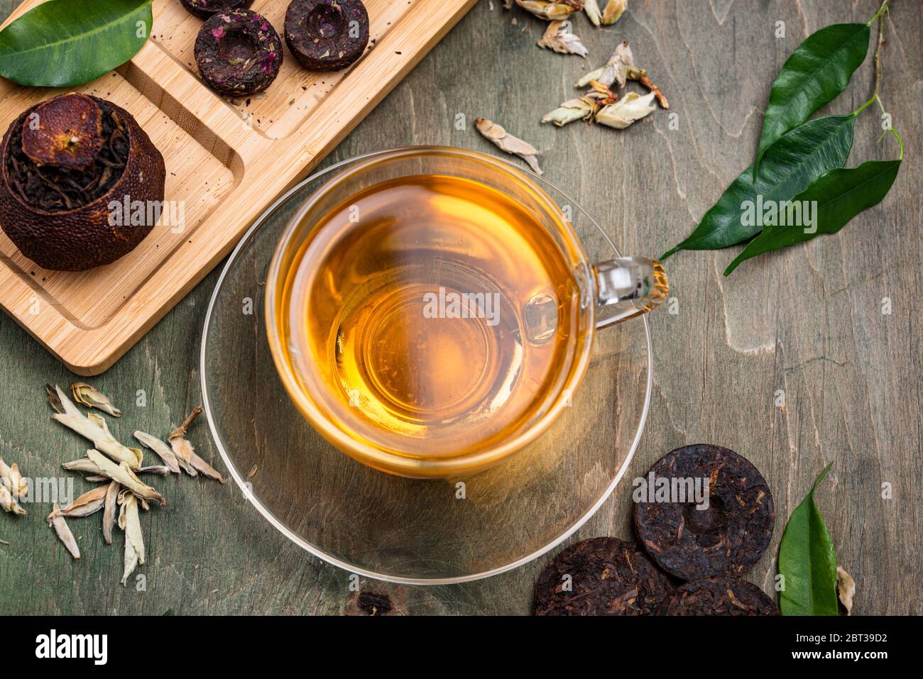 Different pressed Chinese pu-erh tea Stock Photo - Alamy