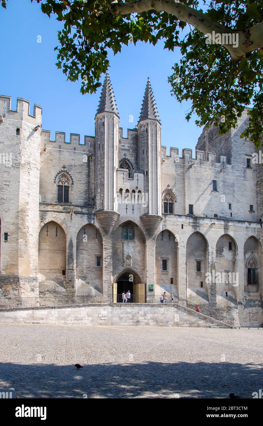 The facade of the Palace of the Popes (Palais des Papes) one of the ...