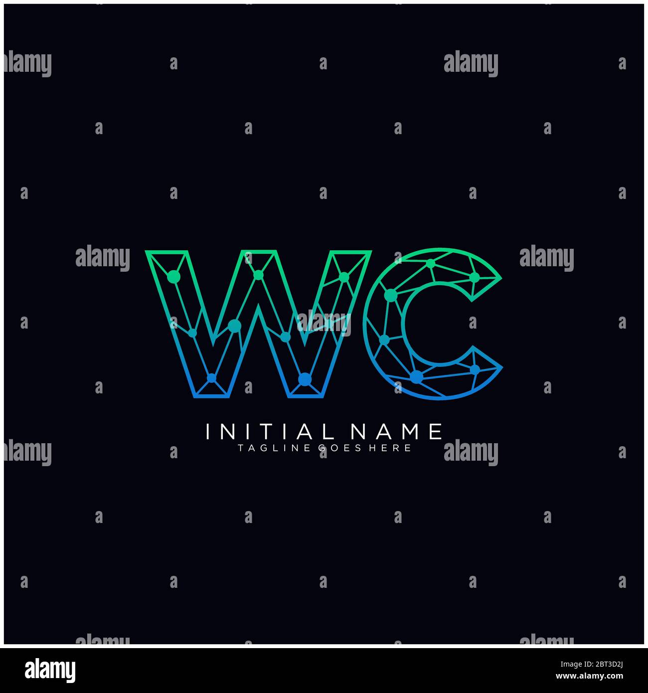 Initial Letter WC abstract line art logo template Stock Vector Image ...