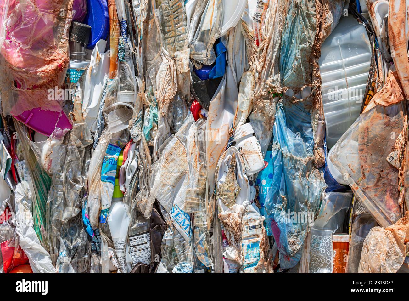 crushed recyclable plastic containers Stock Photo - Alamy