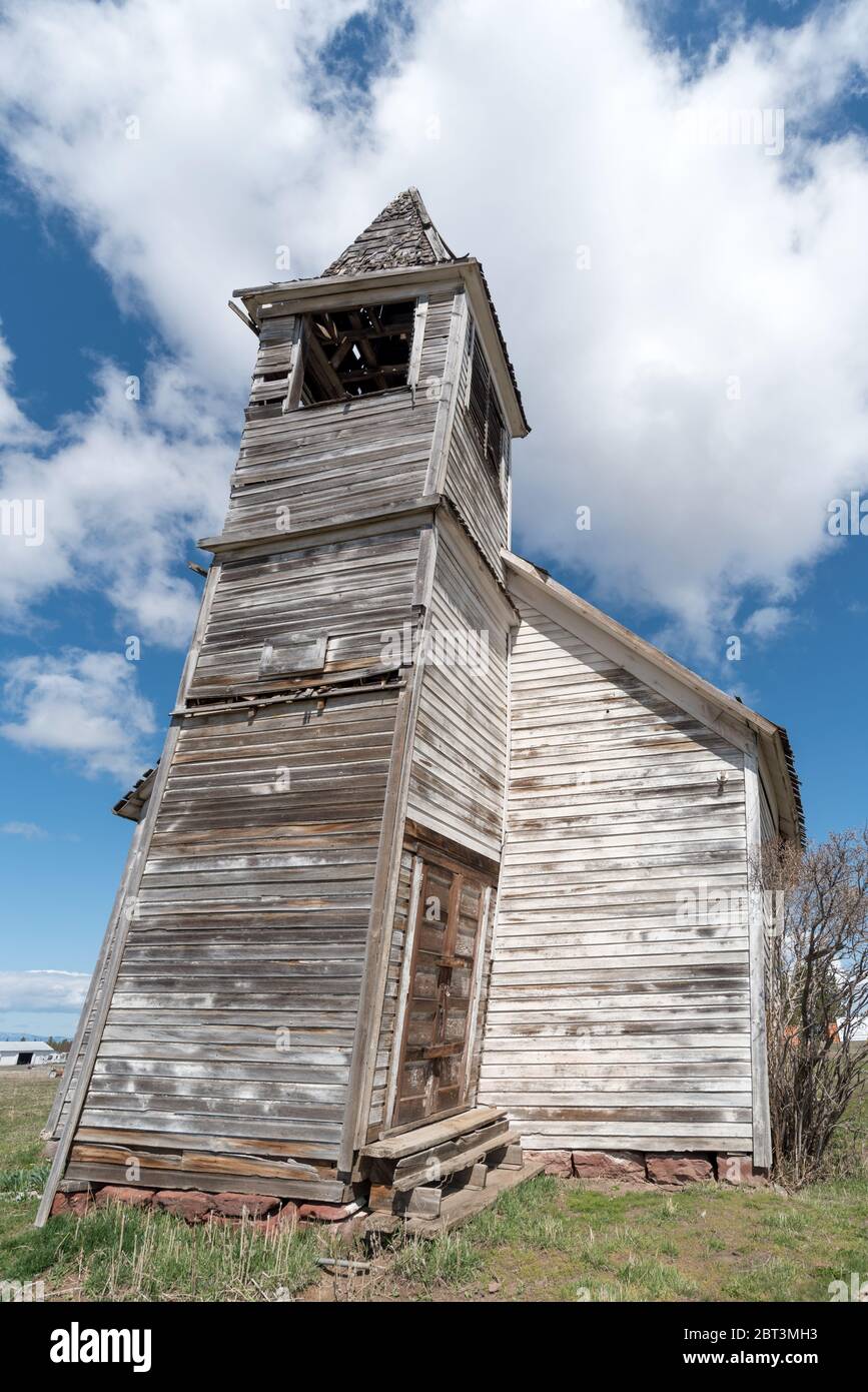 Old church in the ghost town of Flora, Oregon Stock Photo - Alamy