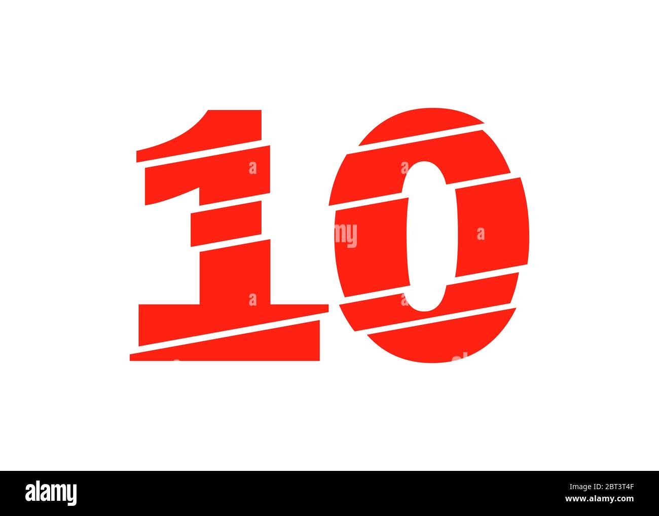 Modern Red 10 Number Design Vector Illustration. Numeral Vector Trendy ...