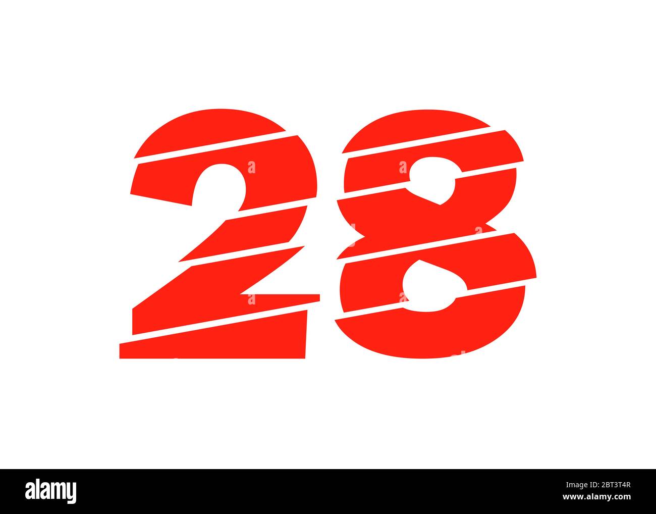 Modern Red 28 Number Design Vector Illustration. Numeral Vector Trendy ...