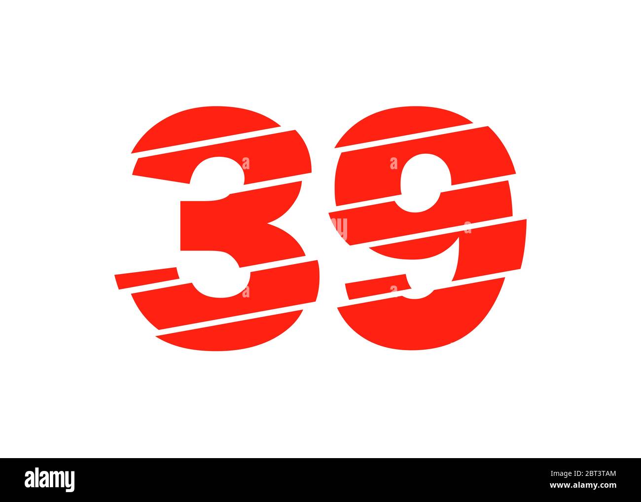 Modern Red 39 Number Design Vector Illustration. Numeral Vector Trendy ...
