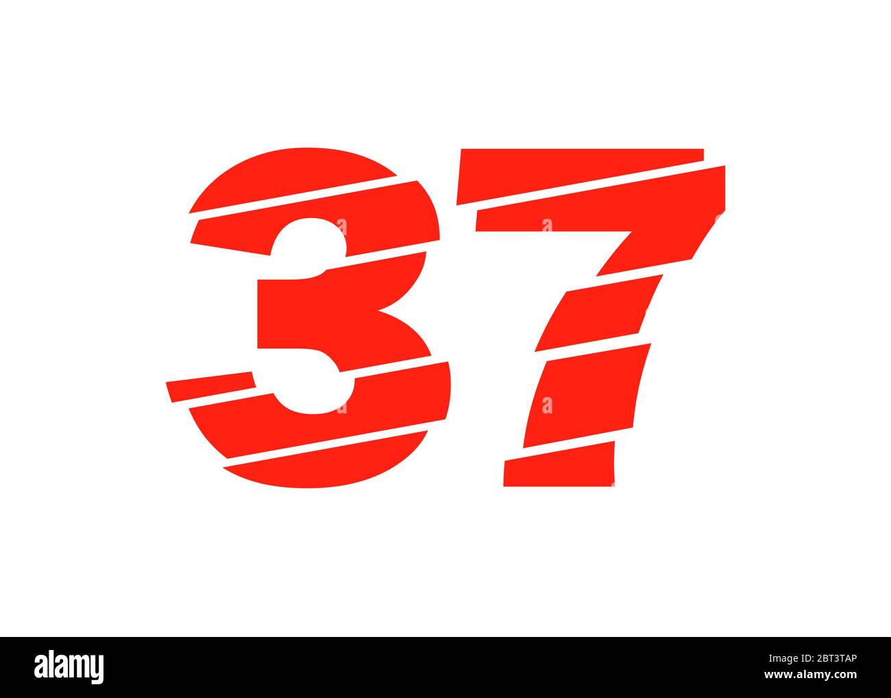 Modern Red 37 Number Design Vector Illustration. Numeral Vector Trendy ...
