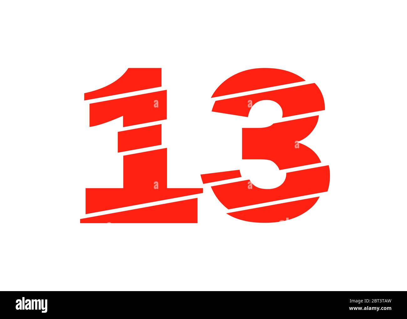 Modern Red 13 Number Design Vector Illustration. Numeral Vector Trendy ...