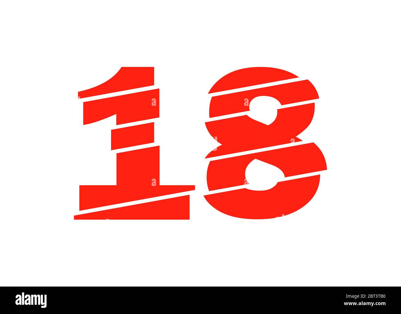 Modern Red 18 Number Design Vector Illustration. Numeral Vector Trendy ...