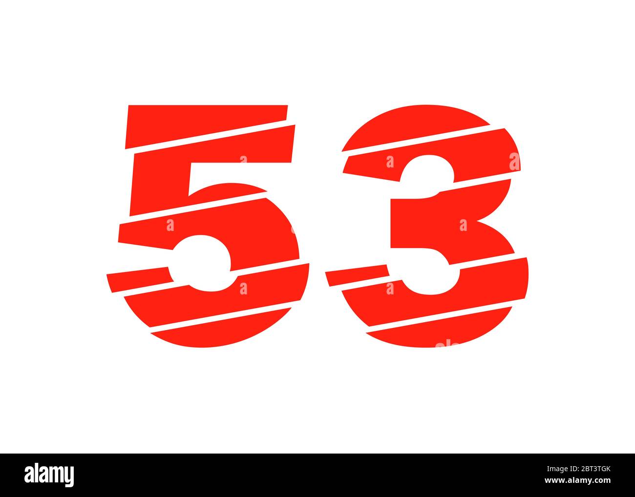 Modern Red 53 Number Design Vector Illustration. Numeral Vector Trendy ...