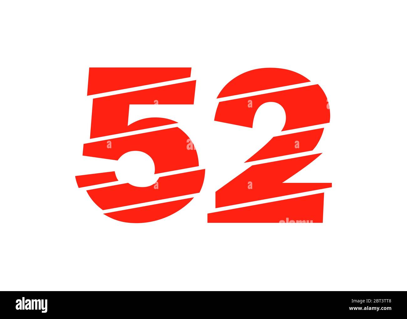 Modern Red 52 Number Design Vector Illustration. Numeral Vector Trendy ...
