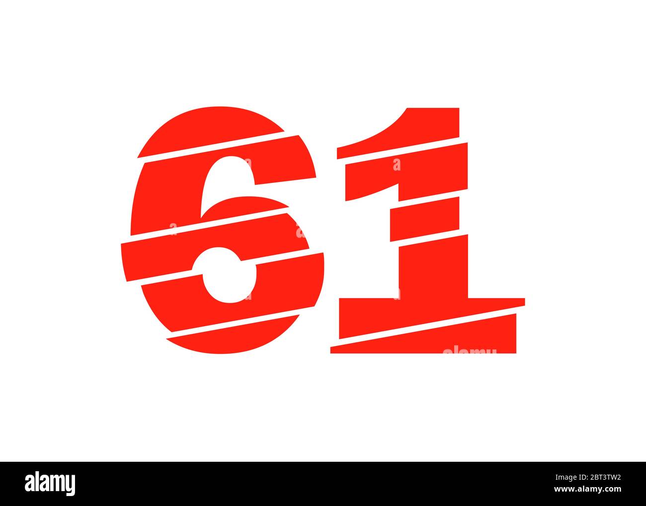 Modern Red 61 Number Design Vector Illustration. Numeral Vector Trendy ...