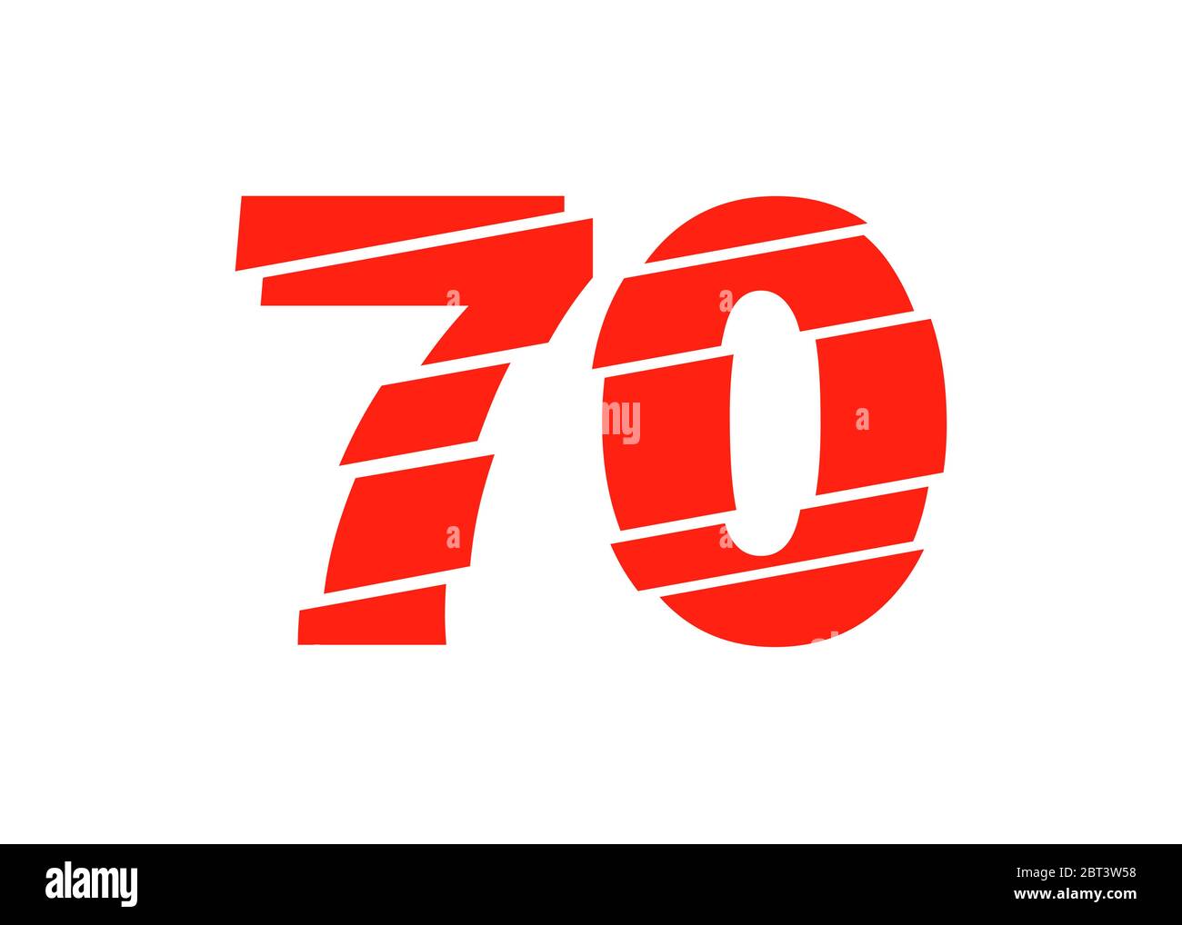 Modern Red 70 Number Design Vector Illustration. Numeral Vector Trendy ...