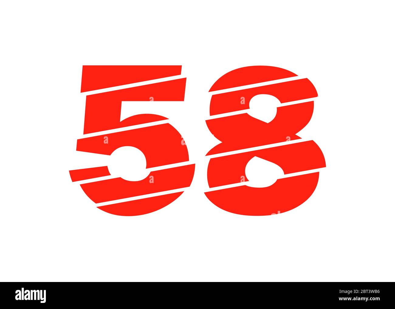 Modern Red 58 Number Design Vector Illustration. Numeral Vector Trendy Flat Line Style. Vector ...